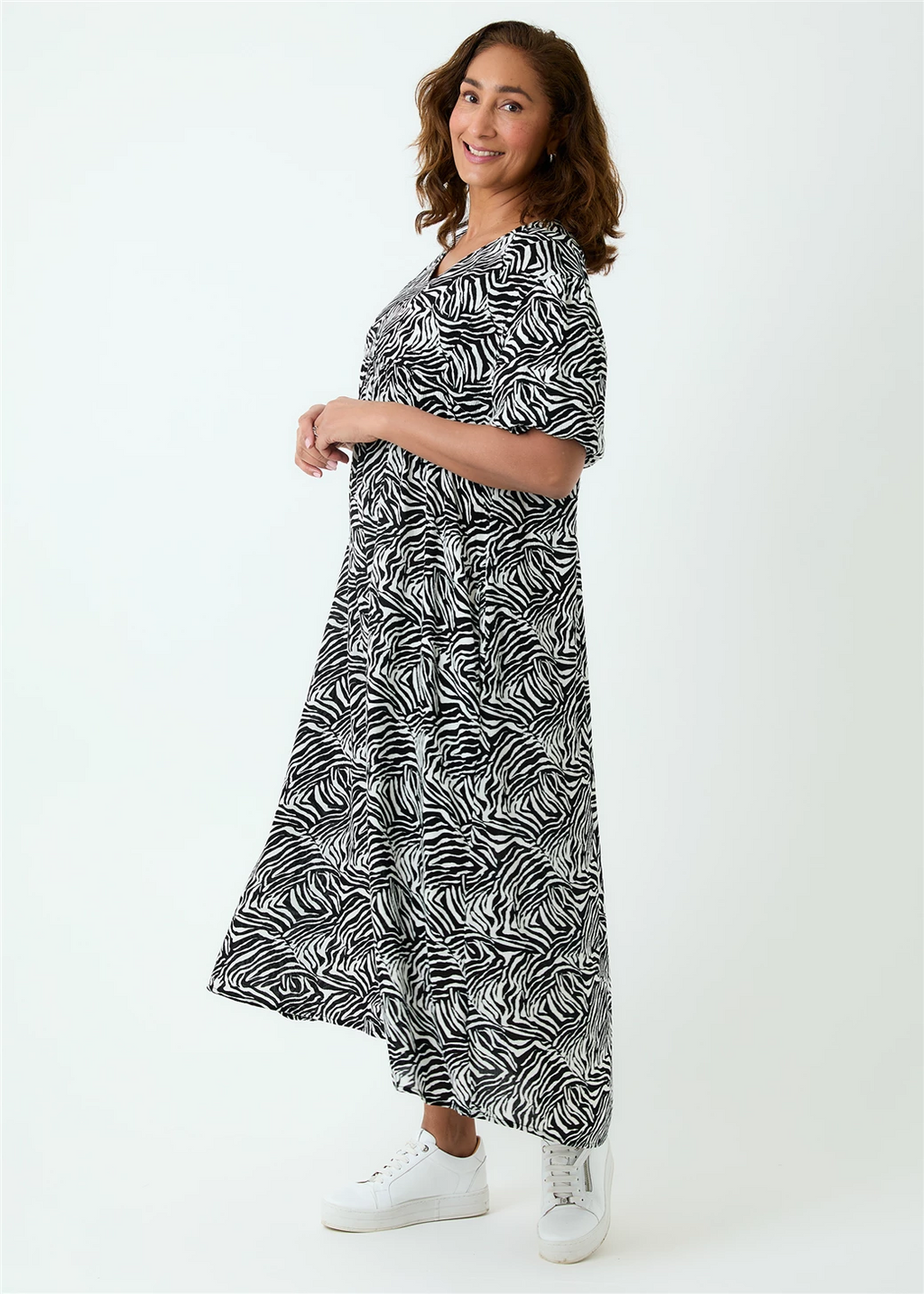 Dreams Mini Zebra Puff Sleeve Maxi Dress – Caramel Clothing